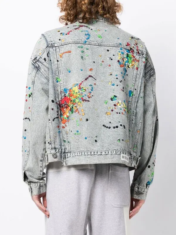 MOSTLY HEARD RARELY SEEN Paint-embroidered Denim Jacket - Blue