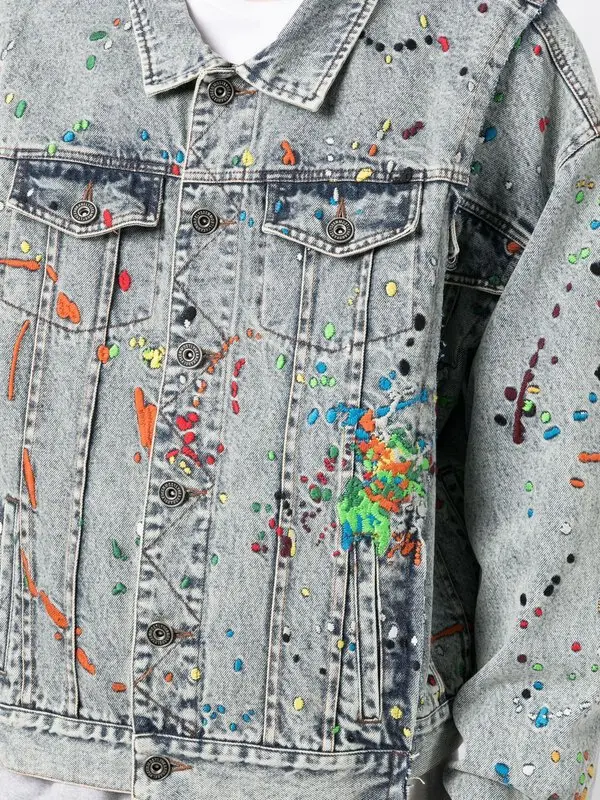 MOSTLY HEARD RARELY SEEN Paint-embroidered Denim Jacket - Blue
