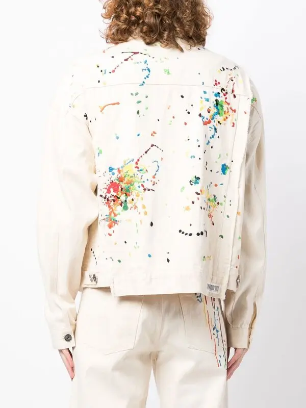 MOSTLY HEARD RARELY SEEN Paint-embroidered Denim Jacket - Neutrals