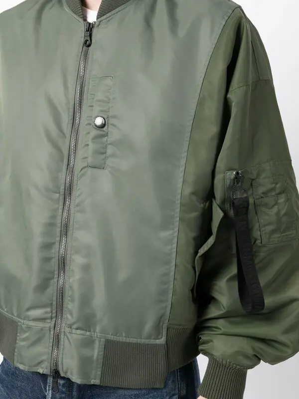MOSTLY HEARD RARELY SEEN Spliced Satin Bomber Jacket - Green