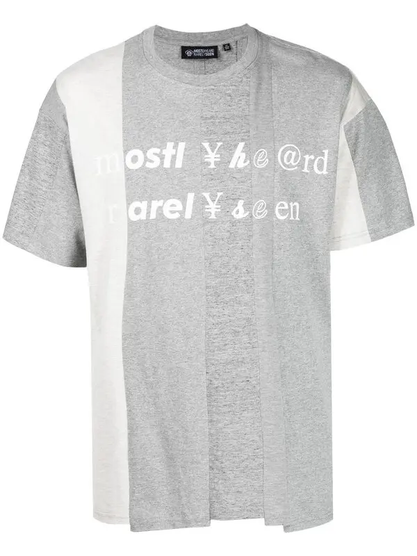 MOSTLY HEARD RARELY SEEN Spliced Logo-print Cotton T-shirt - Grey