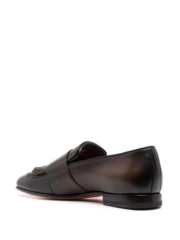 Santoni Fringe Double-buckle Monk Shoes