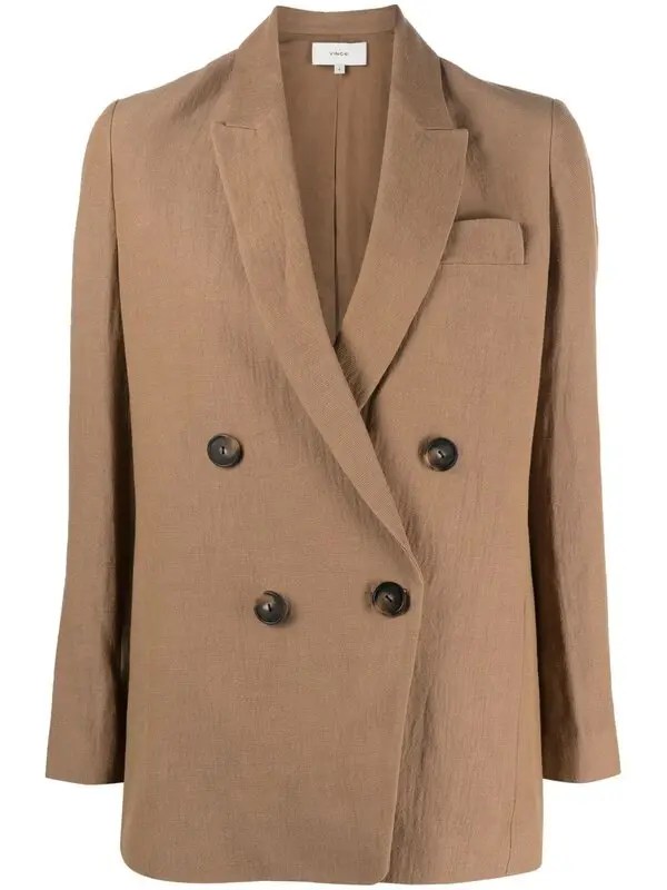 Vince Double-breasted Blazer - Brown