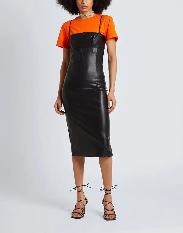 8 BY YOOX Open Back Slip Midi Dress Polyurethane