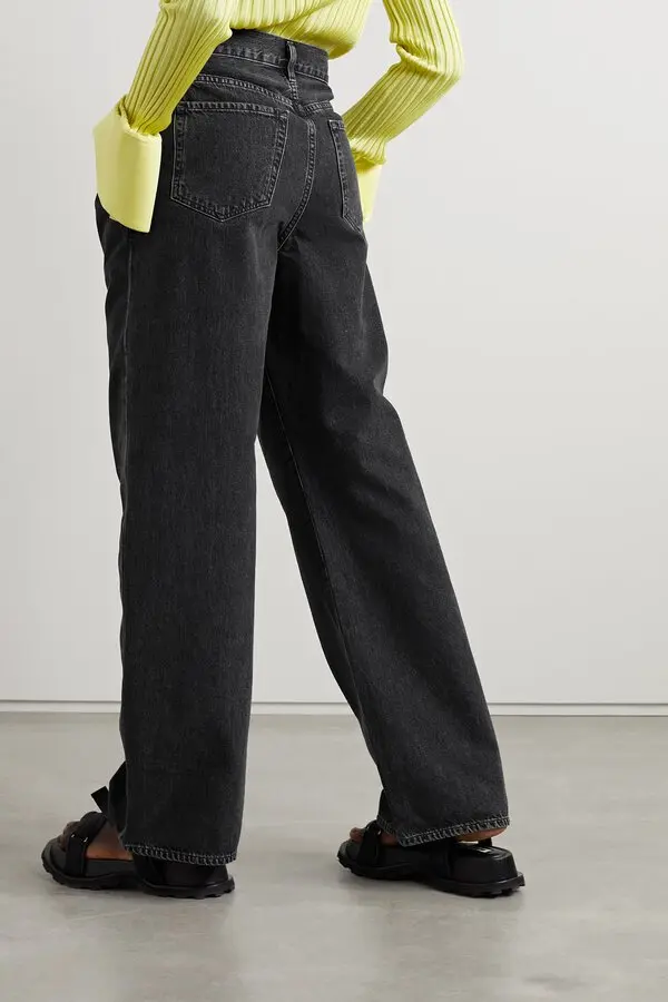 Goldsign The Edgar Pleated Wide-Leg Jeans - Black - 70% Off