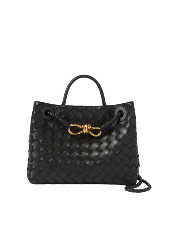 Bottega Veneta Andiamo Small Intrecciato Leather Shoulder Bag - Black