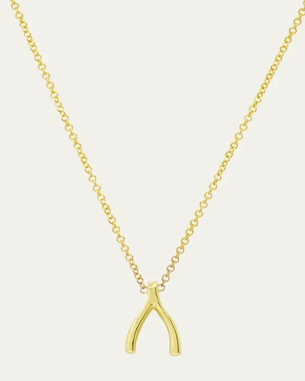 JENNIFER MEYER 18k Yellow Mini Wishbone Pendant Necklace