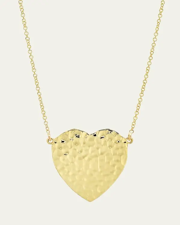 JENNIFER MEYER 18k Hammered Heart Pendant Necklace