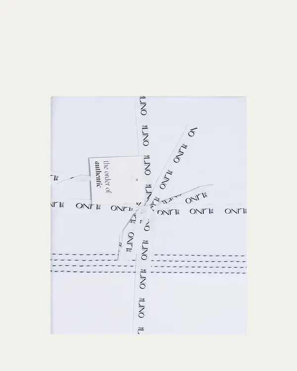 THE LINO Essential Embroidered Flat Sheet - Navy