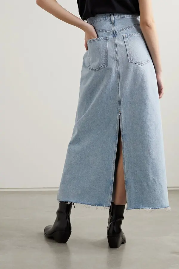AGOLDE Net Sustain Hilla Organic Denim Maxi Skirt - Blue