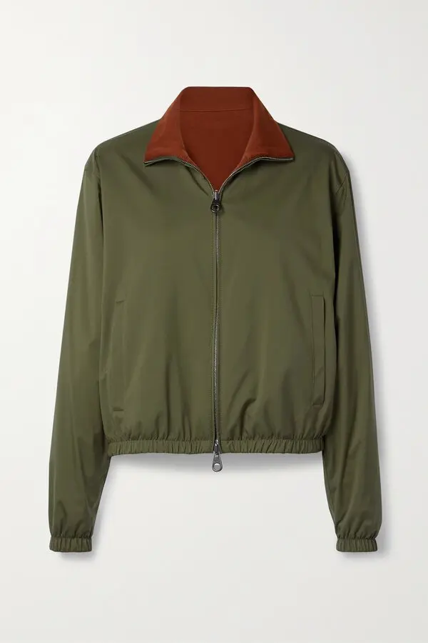 Loro Piana Reversible Shell And Cashmere Bomber Jacket - Green