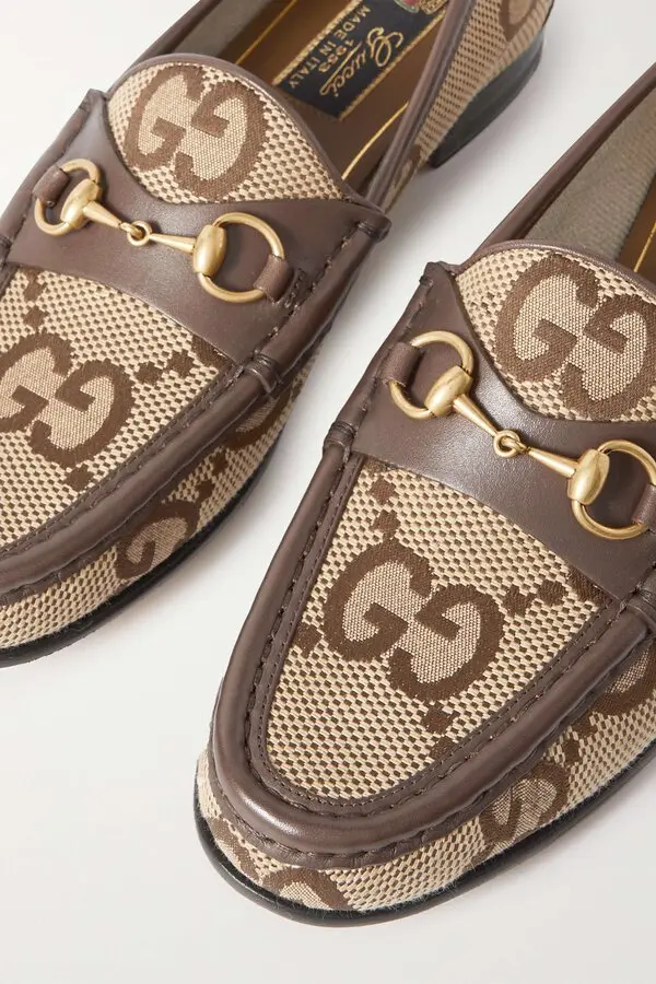 Gucci Frame Horsebit-Detailed Leather-Trimmed Canvas  display picture 2