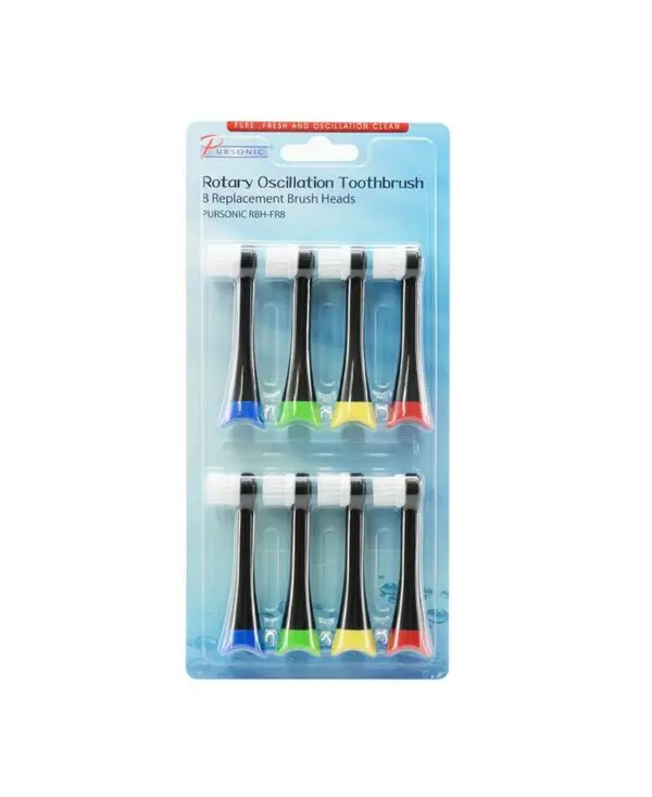 PURSONIC 8 Pack Brush Heads Replacement - Black