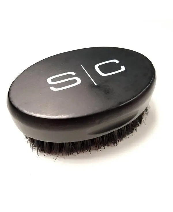STYLECRAFT Barber Oval Military-inspired Hair Brush 100% Natural Boar Bristles With Wood Palm Handle - Black