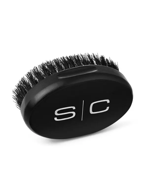 STYLECRAFT Barber Oval Military-inspired Hair Brush 100% Natural Boar Bristles With Wood Palm Handle - Black