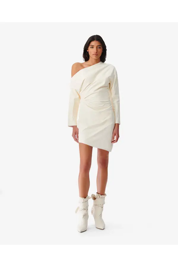 Iro Paris Calla Asymmetric Leather Dress In White - 50% Off | Editorialist