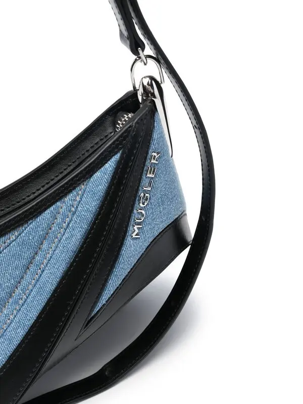 MUGLER Medium Spiral Curve 01 Denim Crossbody Bag - Blue