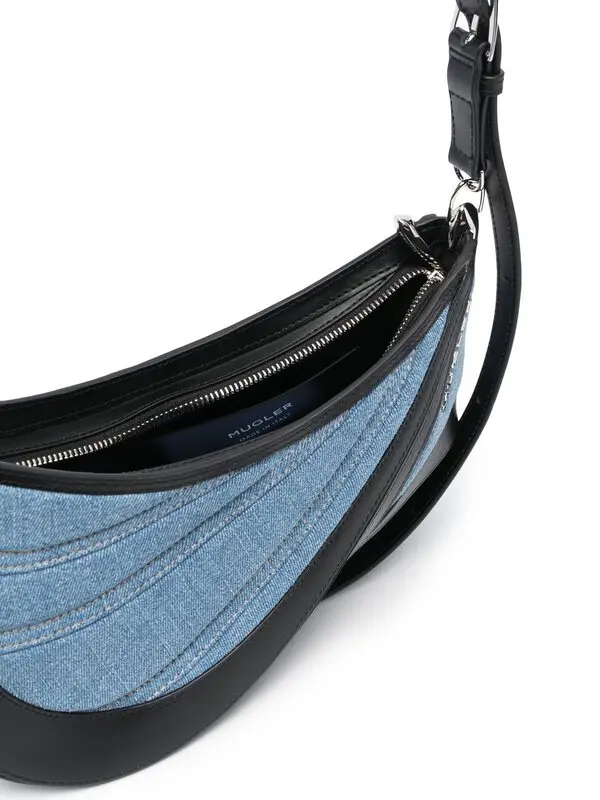MUGLER Medium Spiral Curve 01 Denim Crossbody Bag - Blue