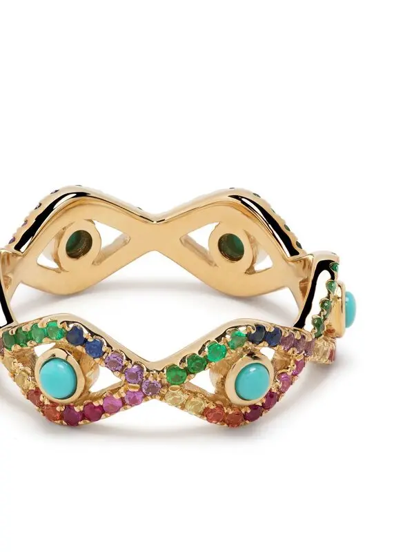 SYDNEY EVAN 14kt Yellow Gold Rainbow Evil Eye Eternity Ring