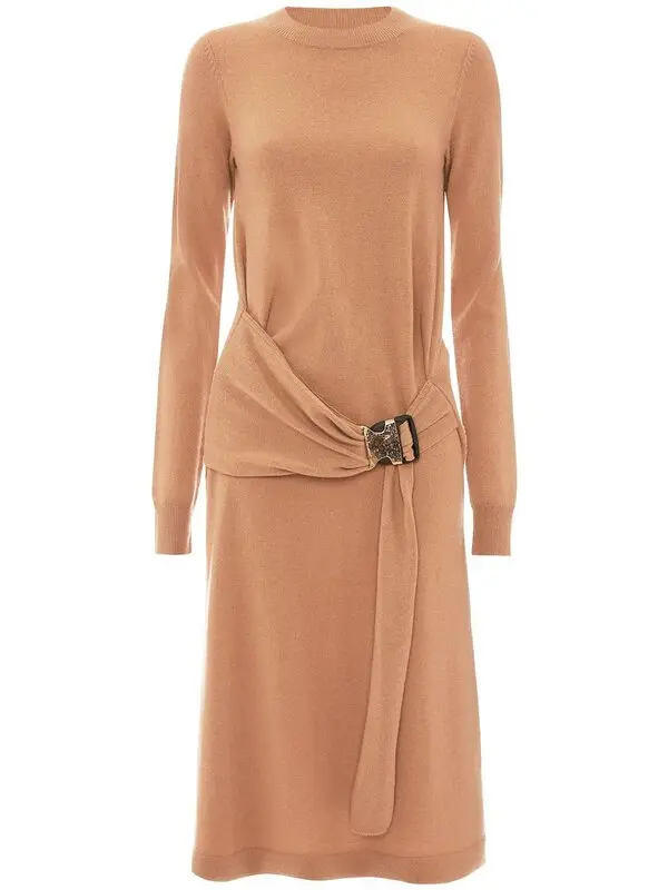 JW Anderson Buckled-waist Knit Midi Dress - Brown