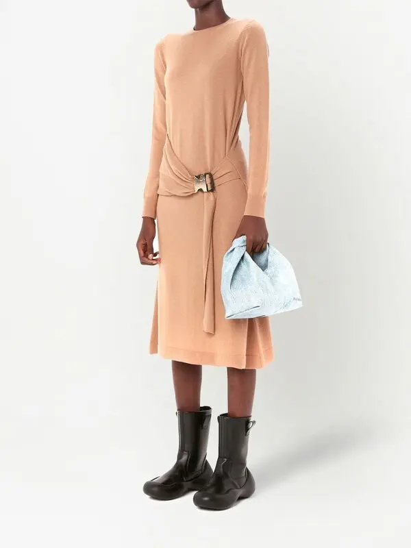 JW Anderson Buckled-waist Knit Midi Dress - Brown