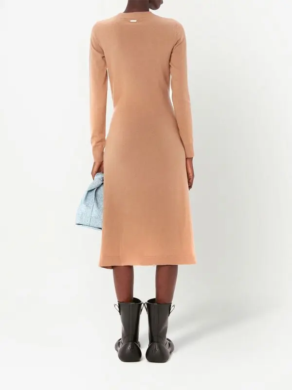 JW Anderson Buckled-waist Knit Midi Dress - Brown