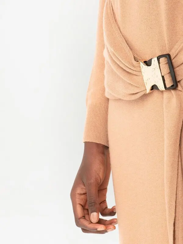 JW Anderson Buckled-waist Knit Midi Dress - Brown