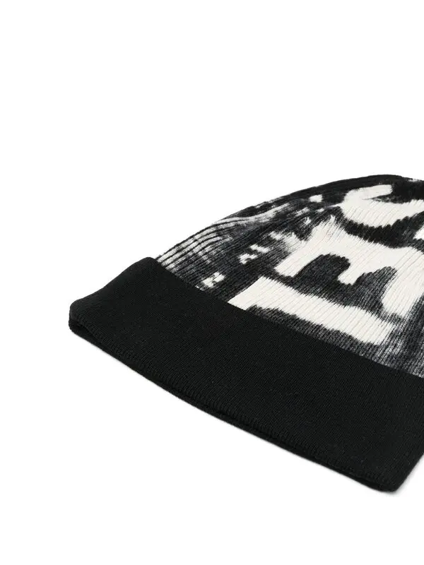 Diesel K-Atullus-Cap Ribbed Wool Beanie - Black | Editorialist