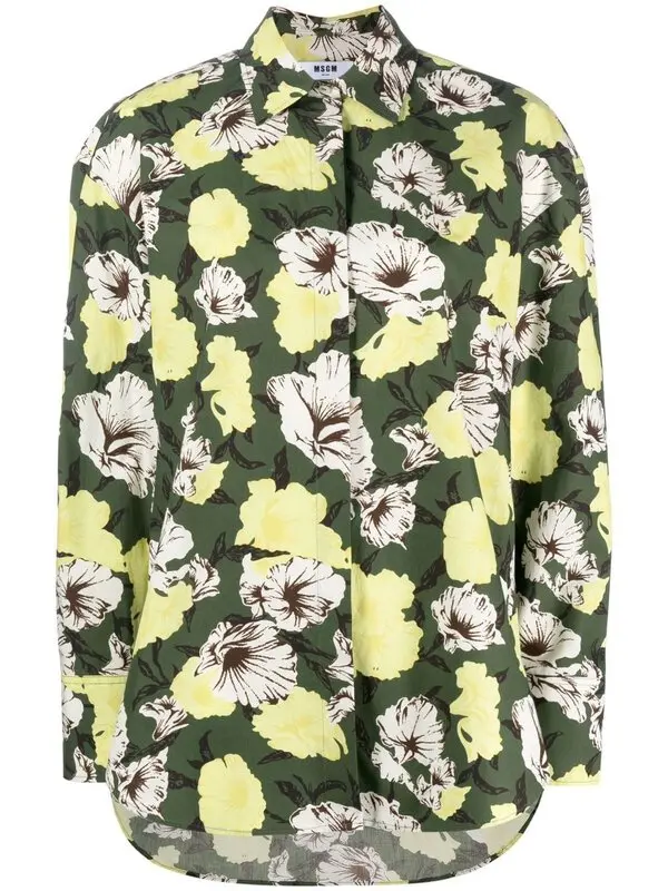 MSGM Floral-print Long-sleeve Shirt