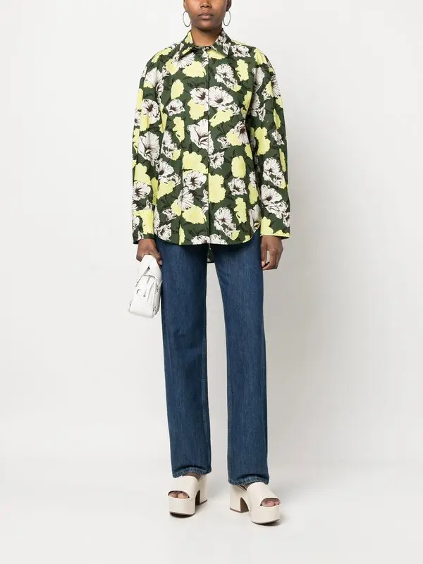 MSGM Floral-print Long-sleeve Shirt