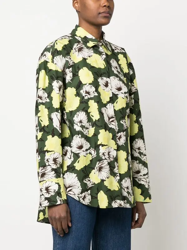 MSGM Floral-print Long-sleeve Shirt