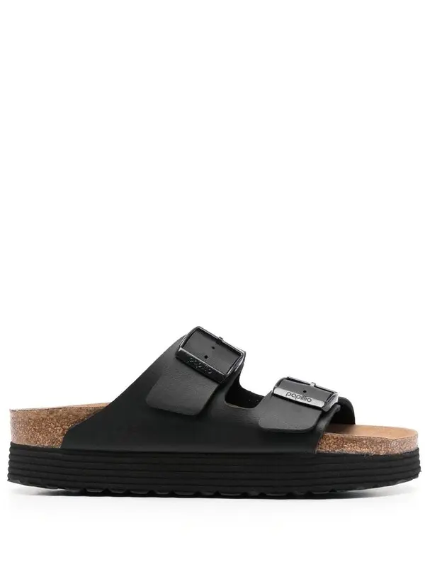 BIRKENSTOCK Arizona Platform Buckled Sandals - Black