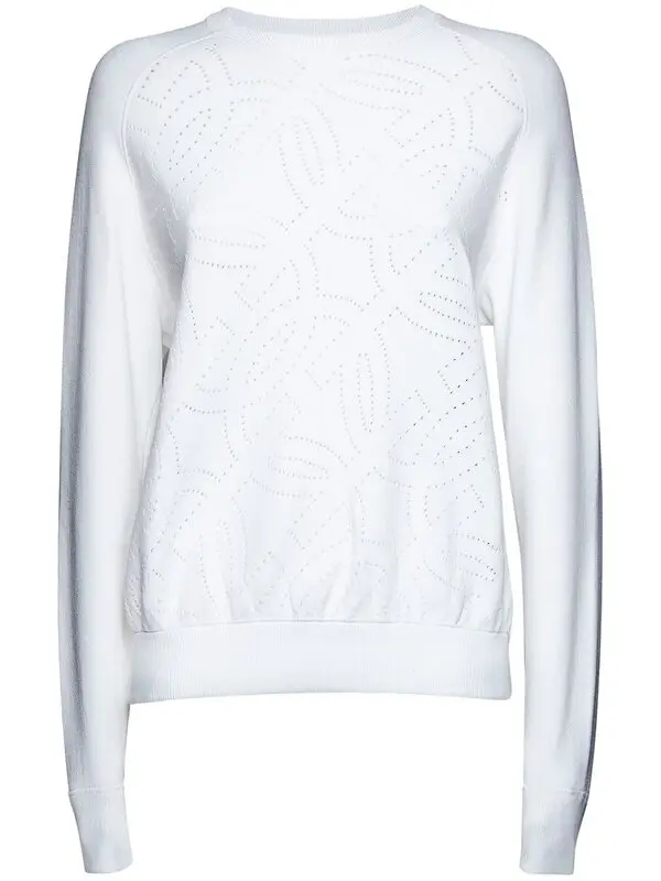 FERRAGAMO Perforated Crew Neck Jumper - White