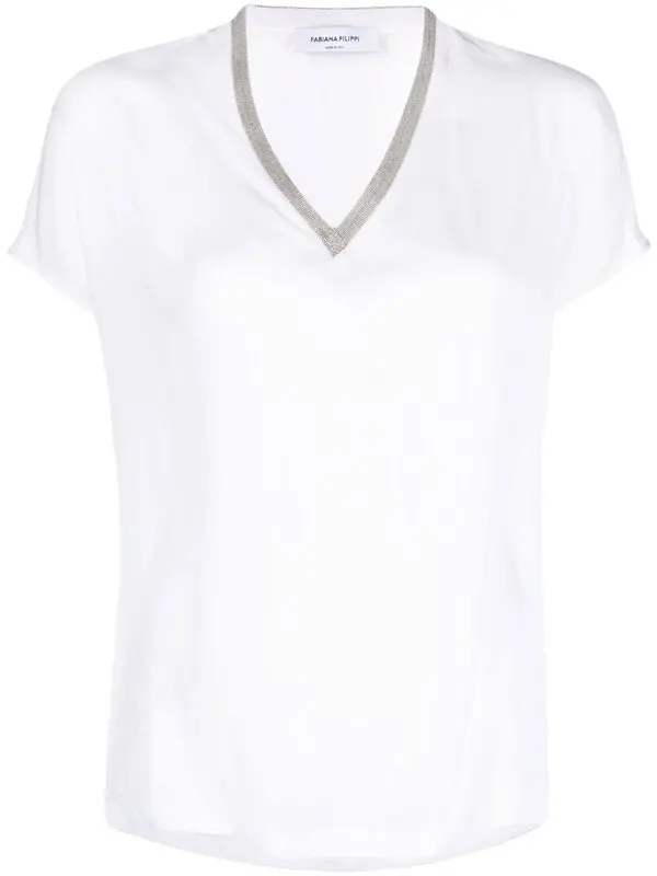 Fabiana Filippi V-neck Short-sleeve T-shirt - White