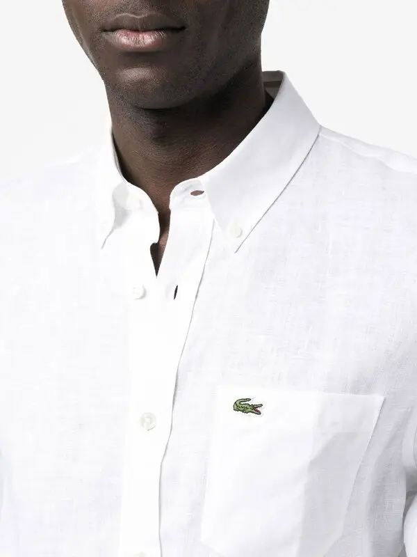 Lacoste Logo-embroidered Button-down Shirt - White