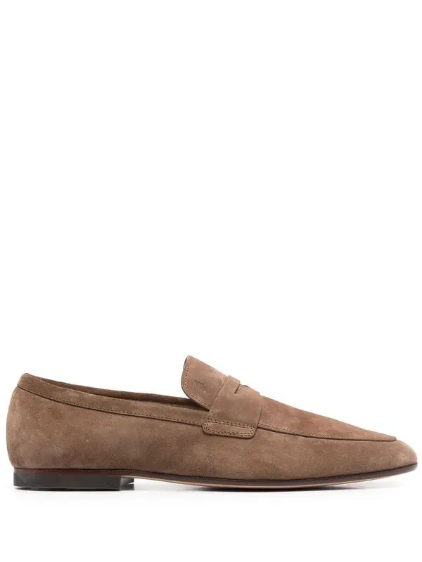 TOD'S Suede Penny Loafers - Brown