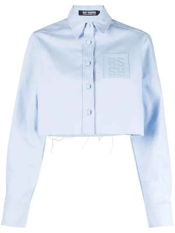 Raf Simons Cropped Cotton Shirt - Blue