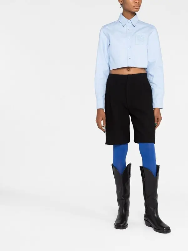 Raf Simons Cropped Cotton Shirt - Blue