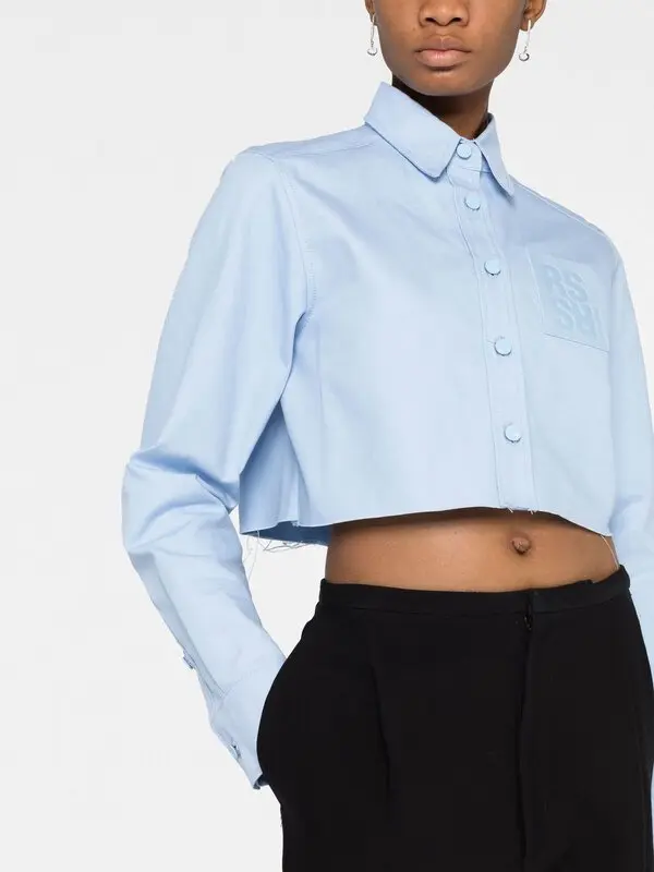 Raf Simons Cropped Cotton Shirt - Blue