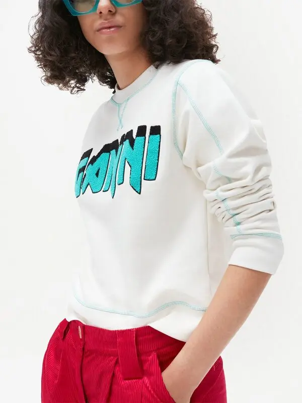 GANNI Logo-embroidered T-shirt