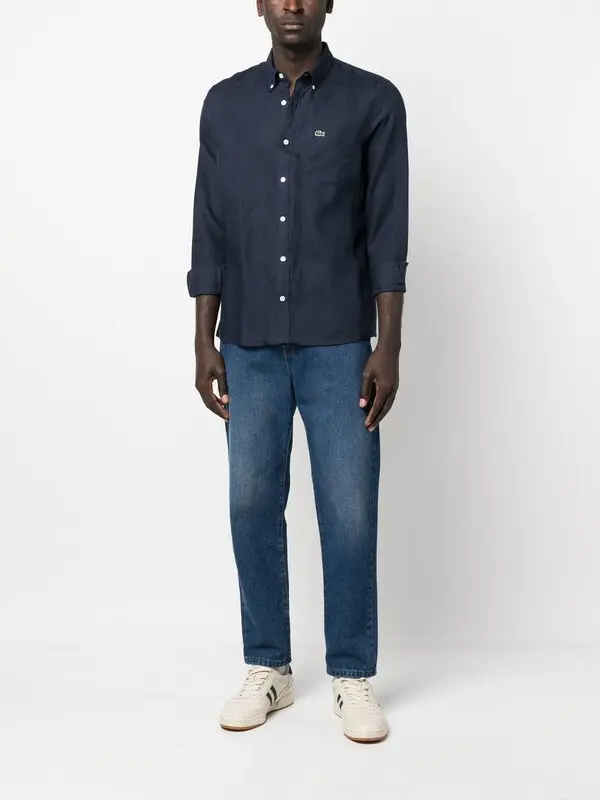 Lacoste Logo-patch Button-down Shirt - Blue