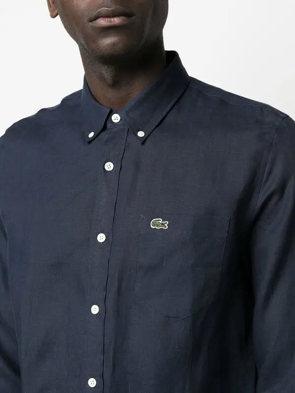 Lacoste Logo-patch Button-down Shirt - Blue