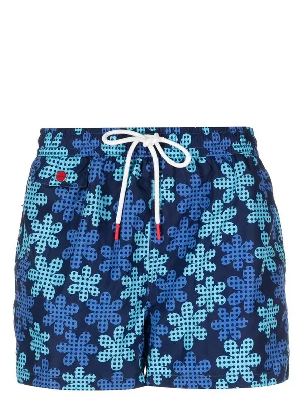 Kiton Logo-print Swim Shorts - Blue