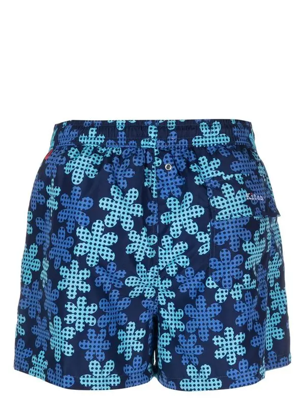 Kiton Logo-print Swim Shorts - Blue