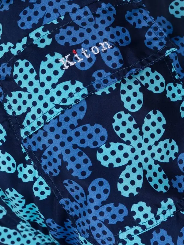 Kiton Logo-print Swim Shorts - Blue