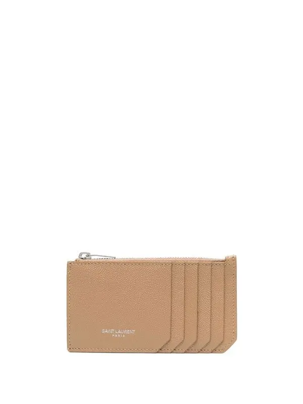 Saint Laurent Fragments Zipped Cardholder - Neutrals
