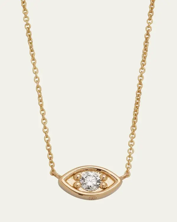 SYDNEY EVAN 14k Yellow Gold Large Marquis Evil Eye Diamond Necklace - Yg