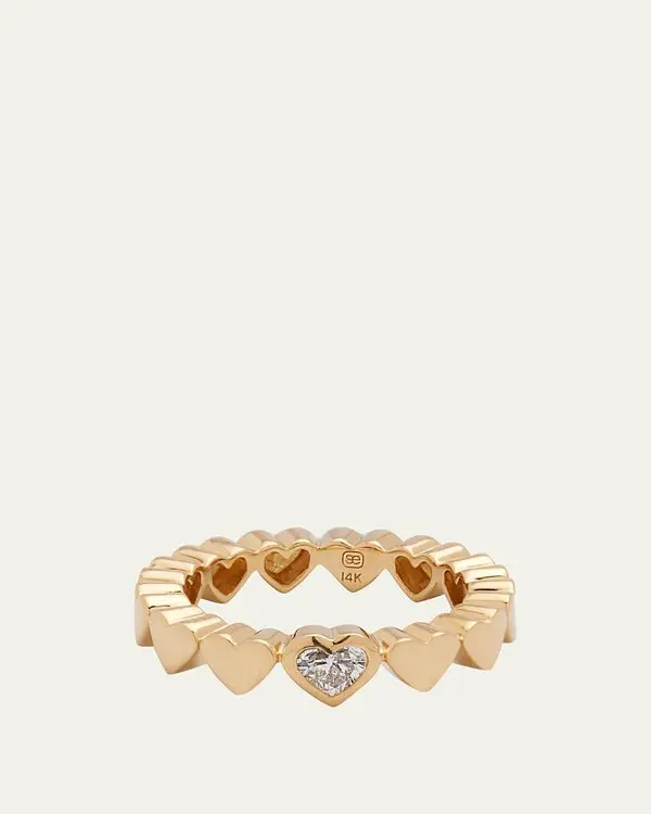 SYDNEY EVAN 14k Yellow Diamond Heart Eternity Ring - Gold