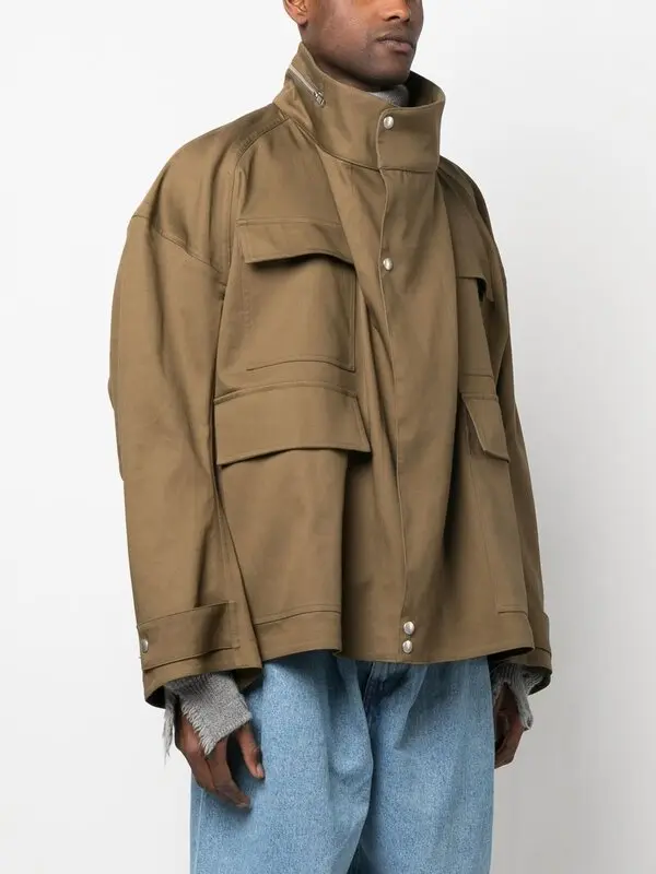 Hed Mayner Olive Cropped Parka - Green | Editorialist