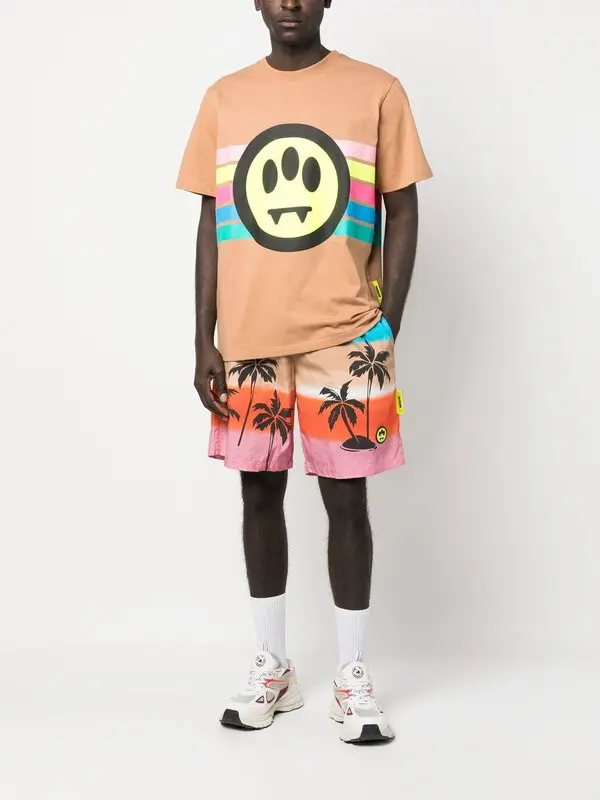 BARROW Palm-tree Print Bermuda Shorts